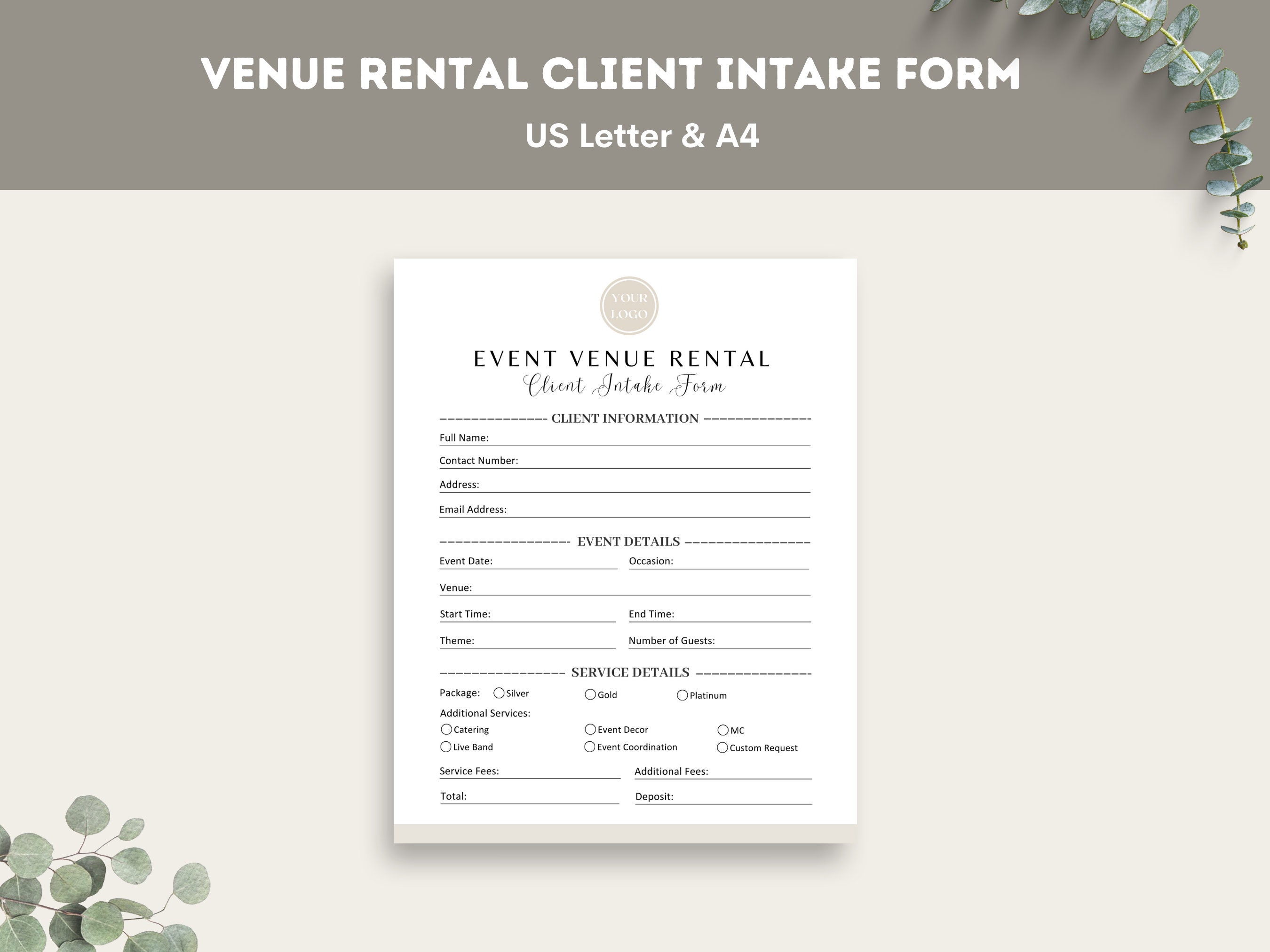 Event Venue Rental Service Contract/agreement, Editable Printable Event ...