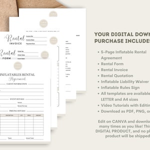 Inflatables Rental Agreement Template, Printable & Editable Inflatable ...