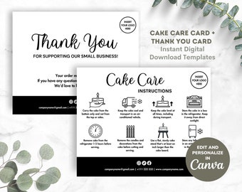 Cake Care Card Template Canva Editable Cake Care Guide - Etsy