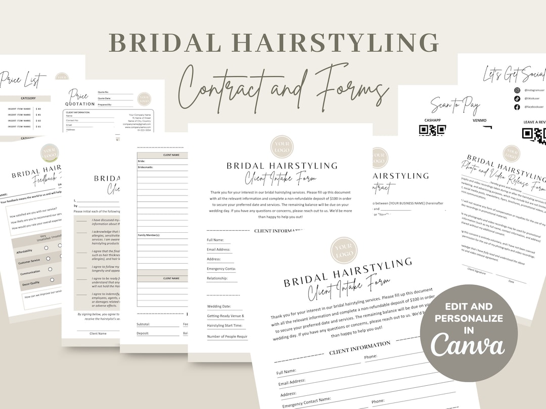 Bridal Hair Contract Template, Wedding Beauty Salon Services Agreement ...
