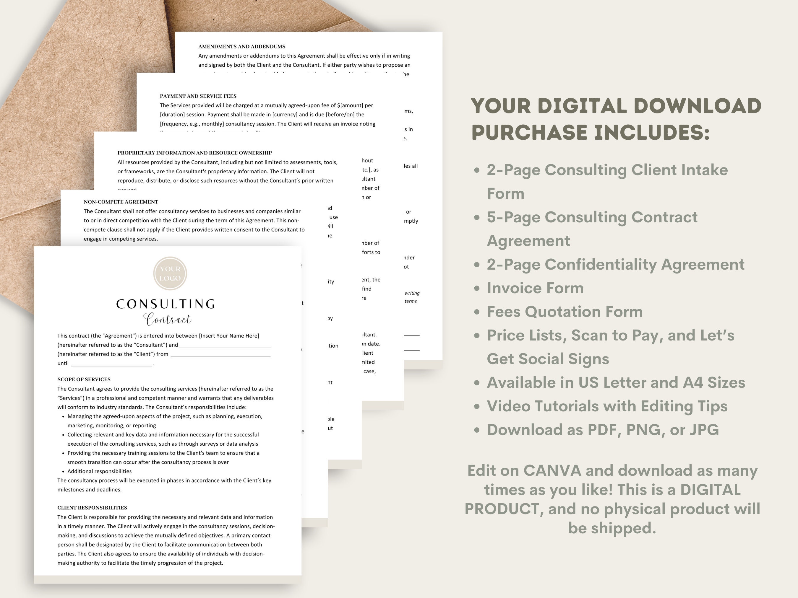 Consulting Contract Agreement Template, Editable & Printable Consultant ...