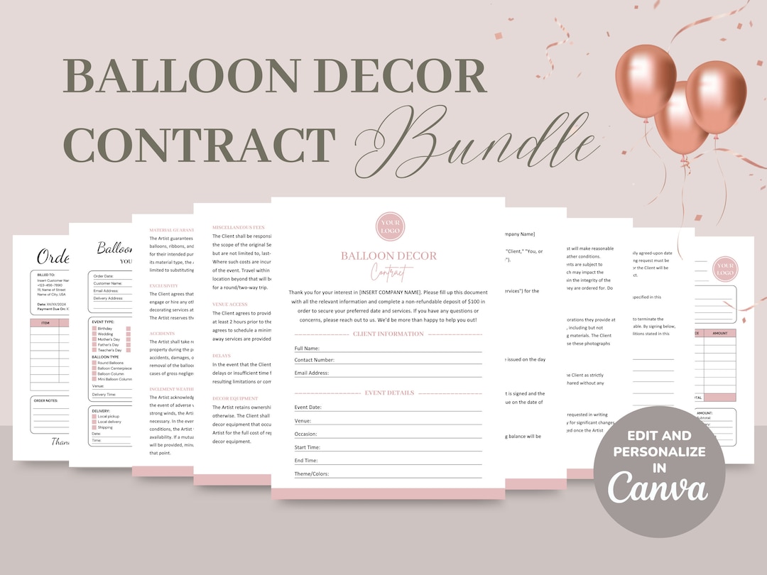Balloon Artist Contract Template, Balloon Decor Business Contract ...