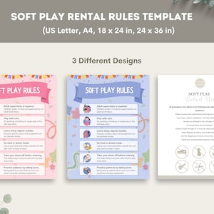 Soft Play Rental Rules Poster and Sign Template, Editable/printable ...