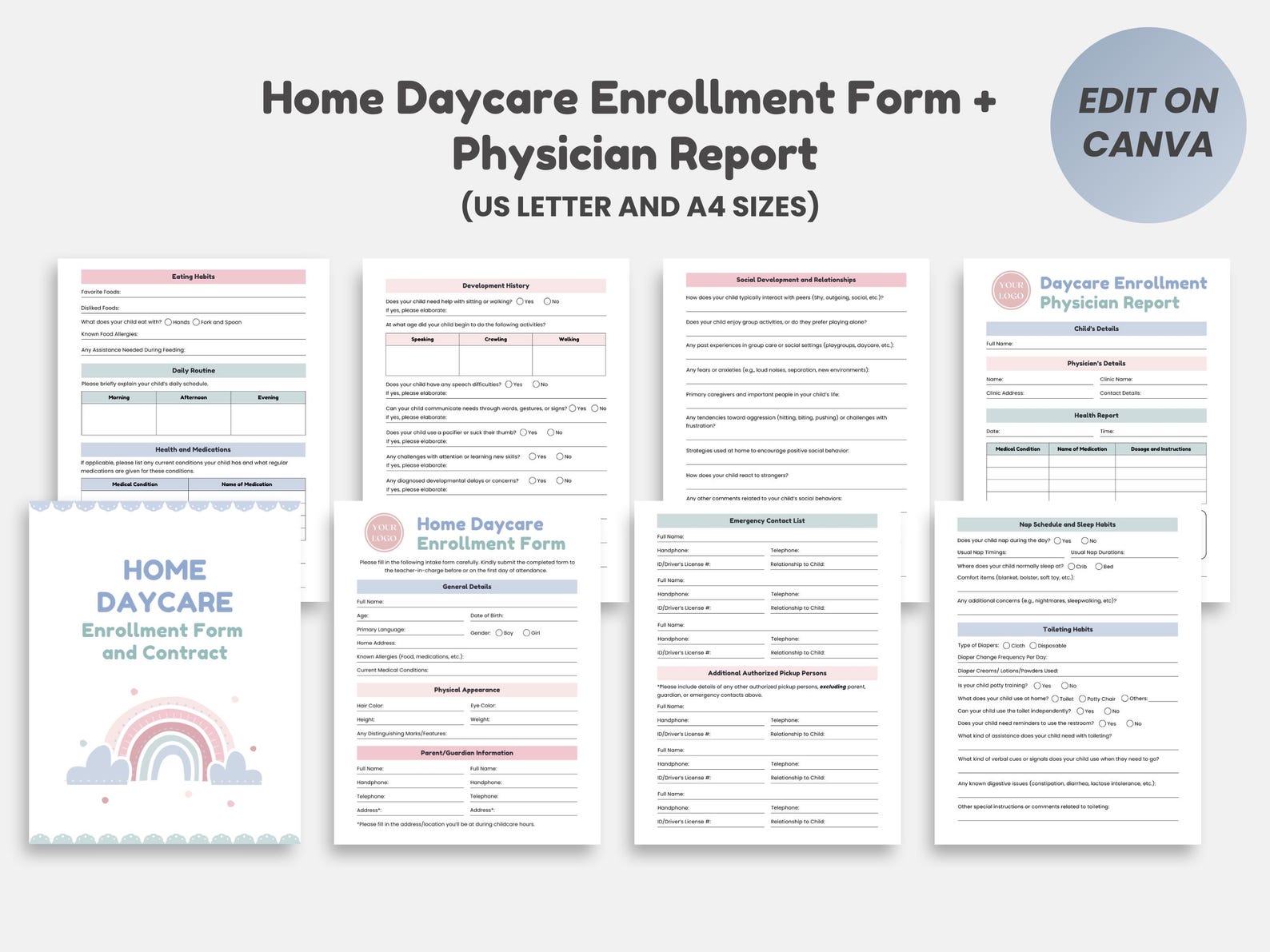 Home Daycare Contract Agreement Template, Home Daycare Enrollment Forms ...