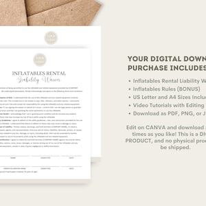 Inflatables Rental Liability Waiver Form Template, Editable/printable ...