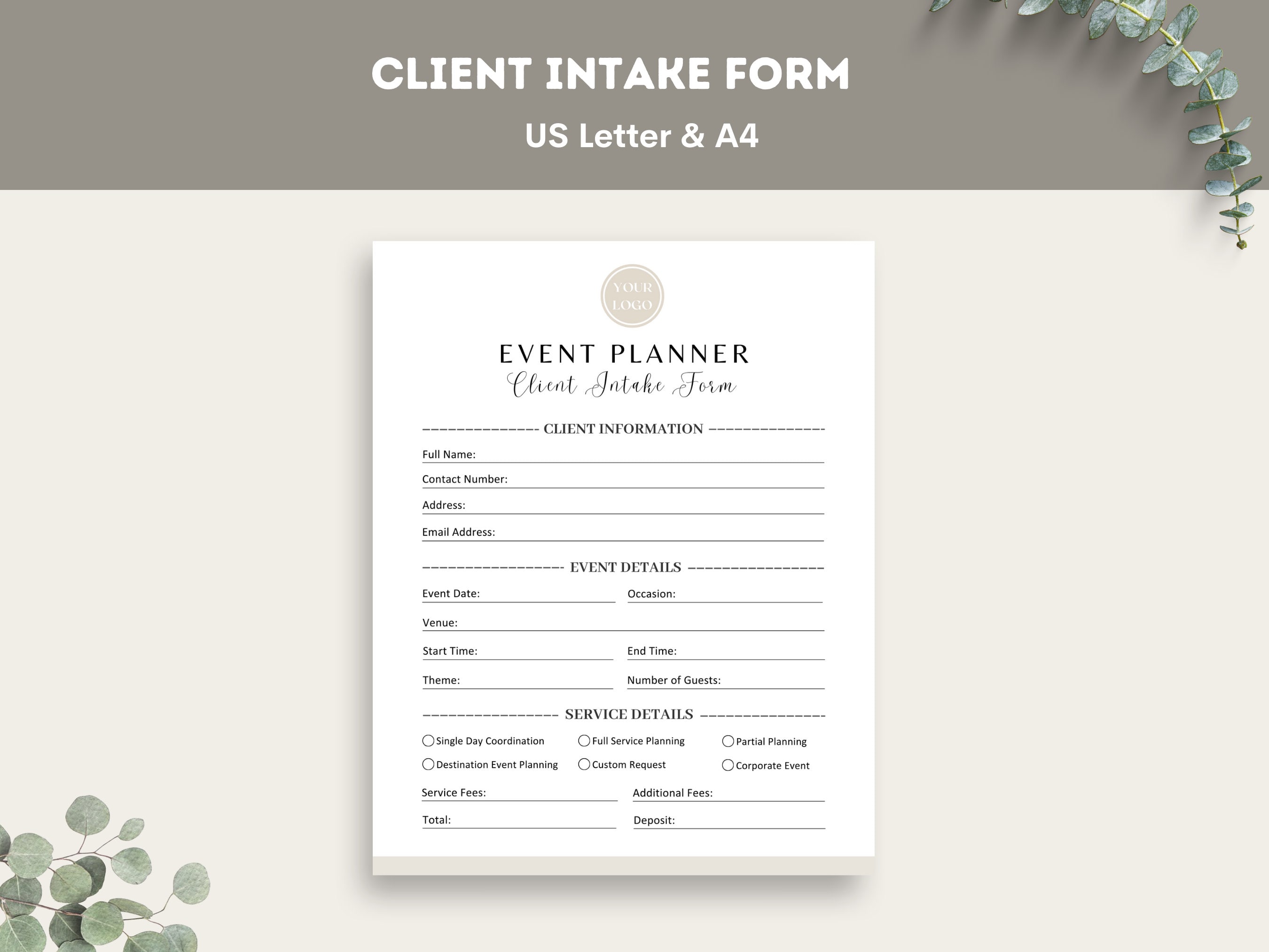 Event Planner Service Contract/agreement Form, Event Planning Client ...