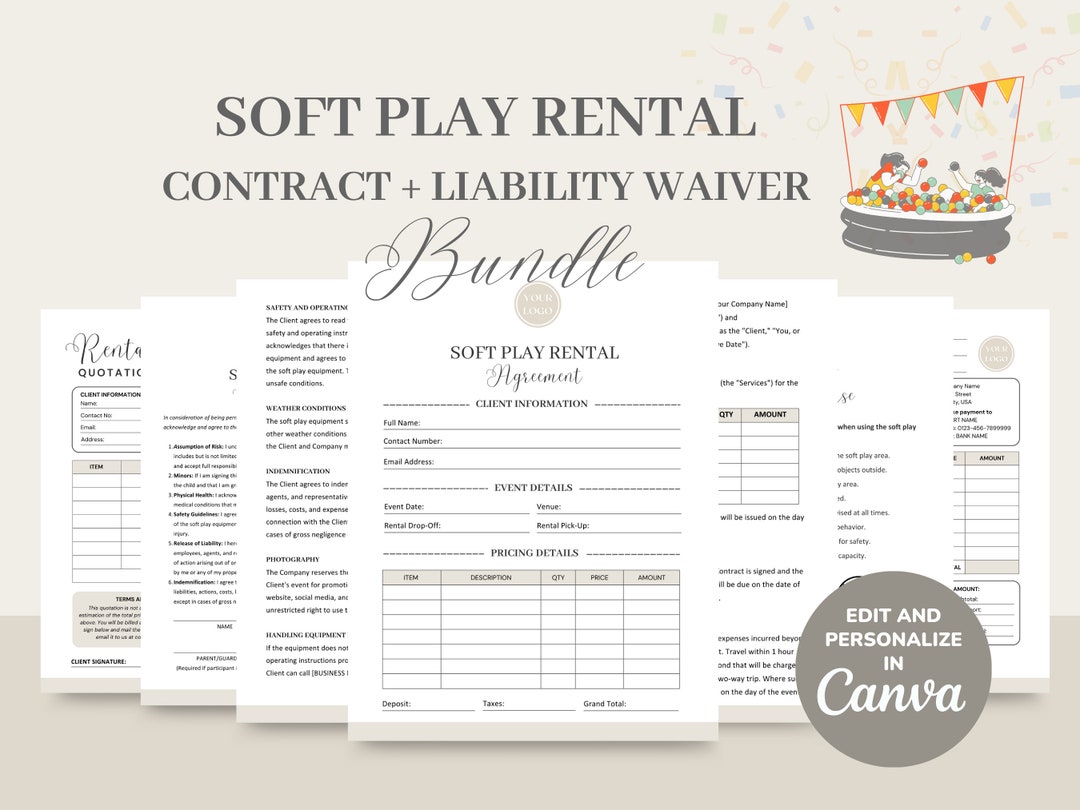 Soft Play Equipment Rental Contract Agreement Template, Editable ...