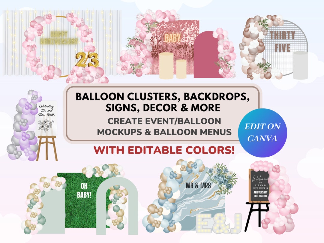 Balloon/event Mockup Bundle Template, Editable Balloon Artist Menu ...