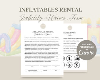 Inflatables Liability Waiver Form Template | Editable, Printable Bounce ...