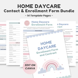 Home Daycare Contract Agreement Template, Home Daycare Enrollment Forms ...