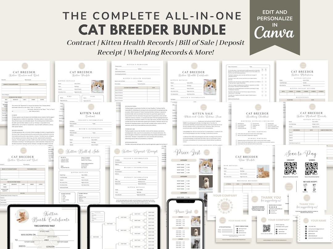 Cat Breeder Contract Agreement Template, Kitten Sale Adoption Forms ...