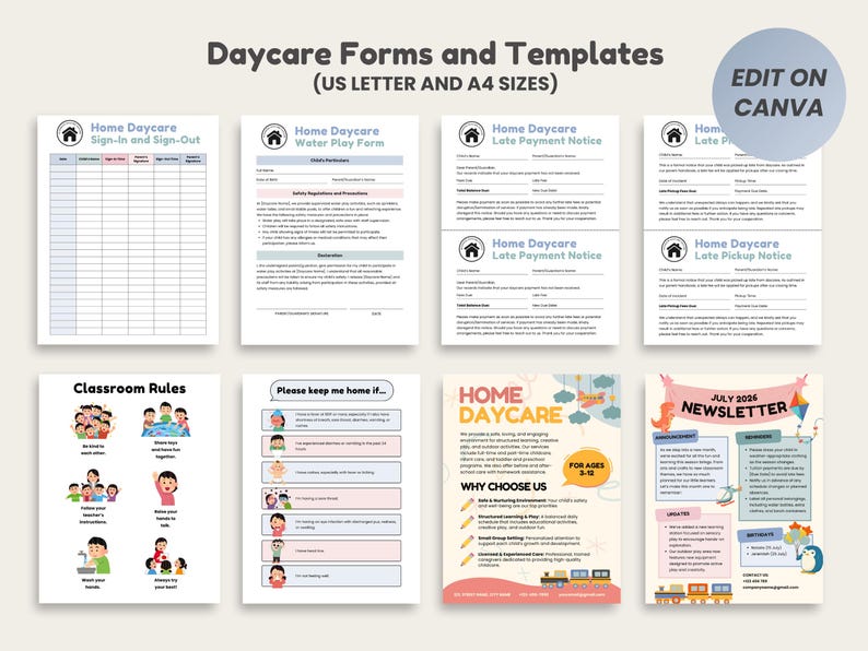 Home Daycare Starter Kit Bundle, Daycare Contract, Enrollment Forms ...