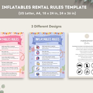 Inflatables Rental Rules Poster and Sign Template, Editable/printable ...