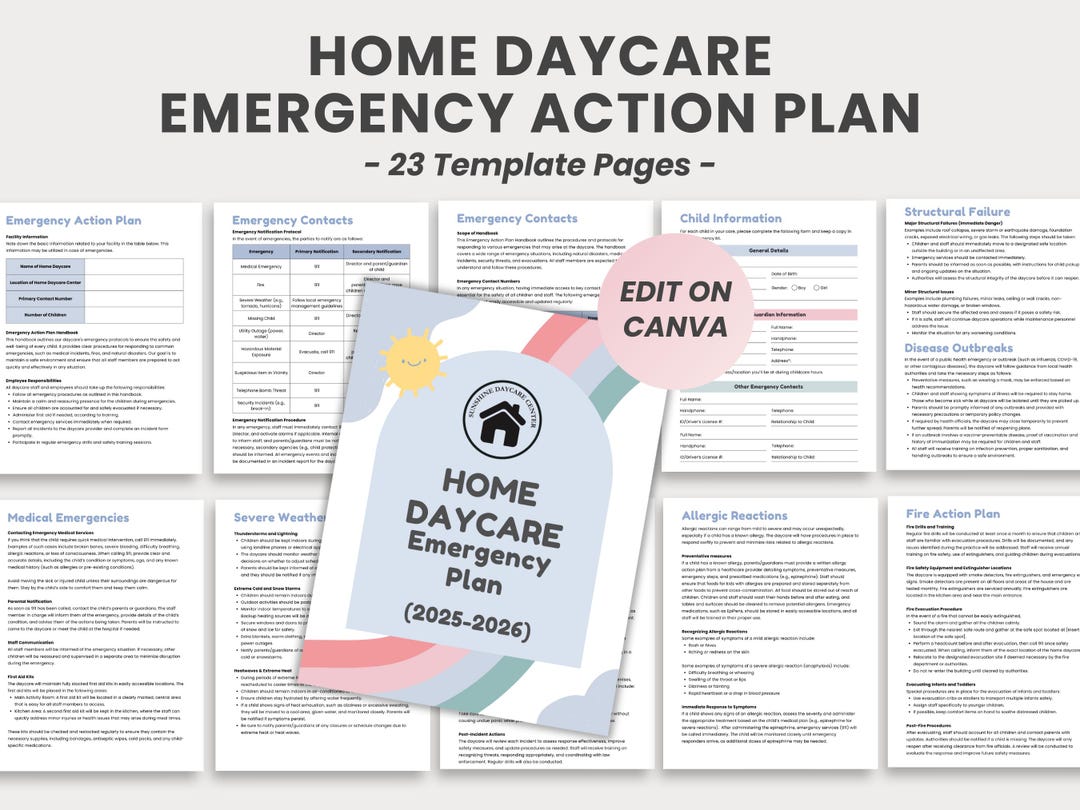 Home Daycare Emergency Action Plan Handbook, Childcare Center Emergency ...