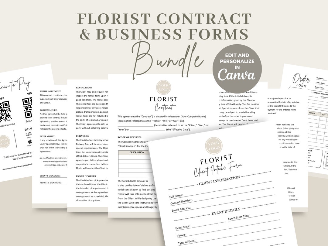 Florist Contract Agreement Template, Floral Services Event/wedding ...