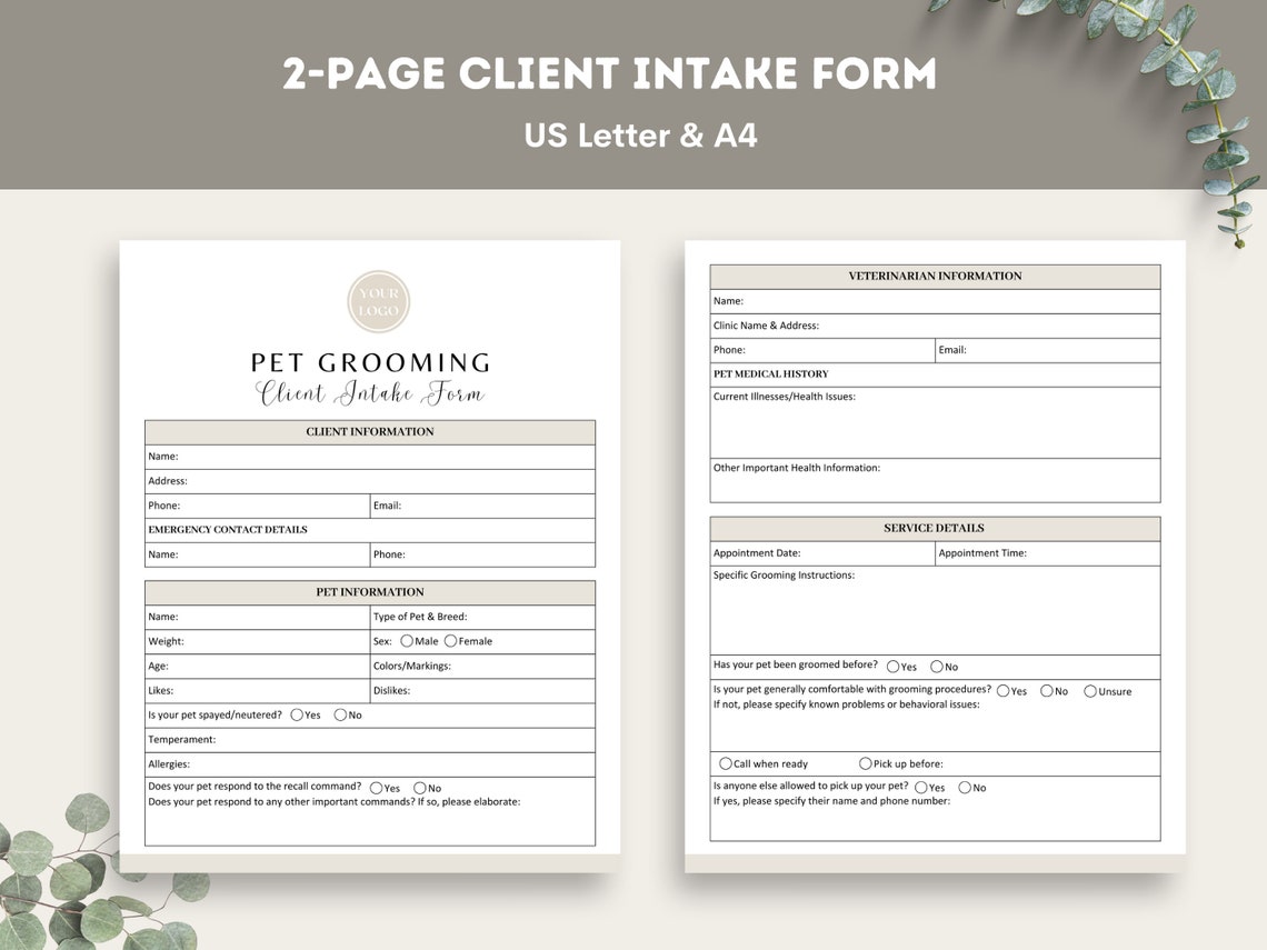 Pet Grooming Service Agreement/contract Template, Editable & Printable ...