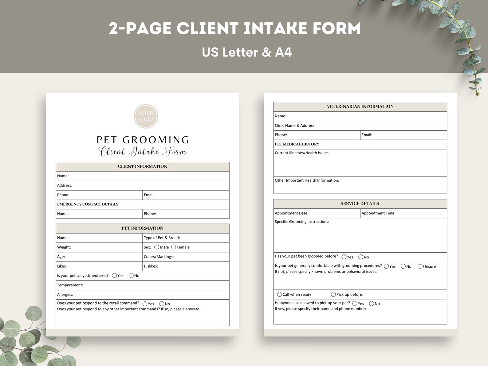 Pet Grooming Service Agreement/contract Template, Editable & Printable ...