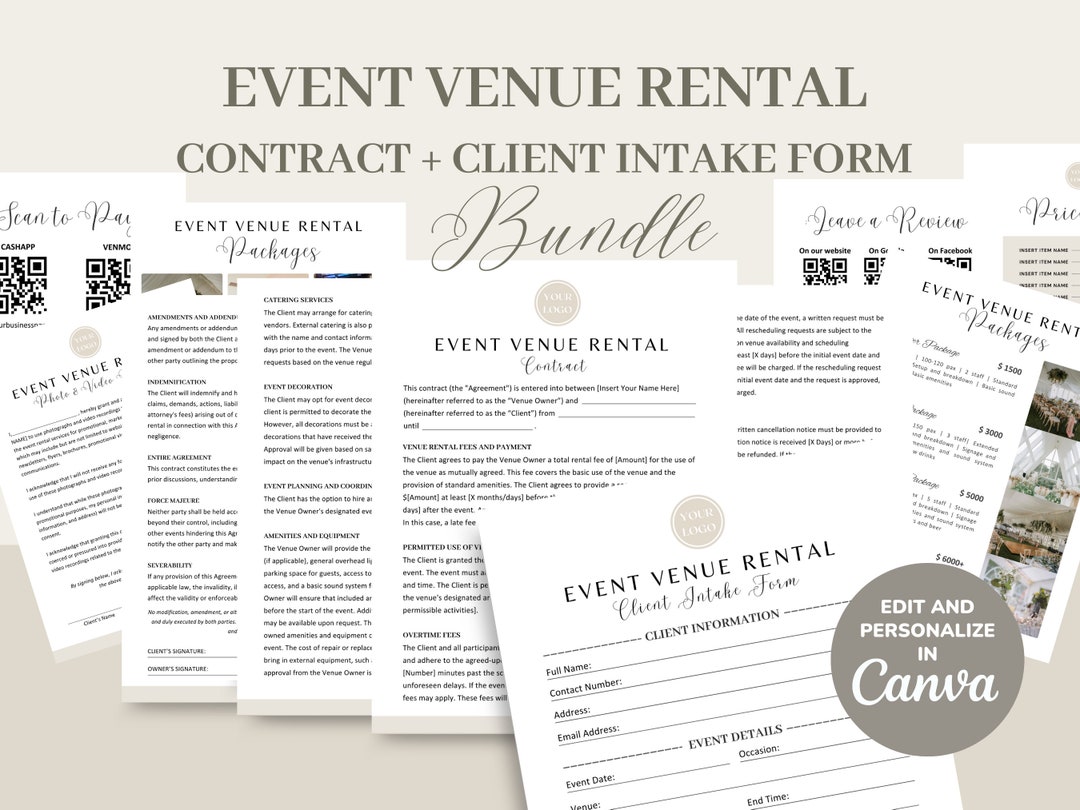 Event Venue Rental Service Contract/agreement, Editable Printable Event ...