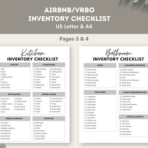 Airbnb Inventory Checklist Template, Editable Printable Rental Home ...