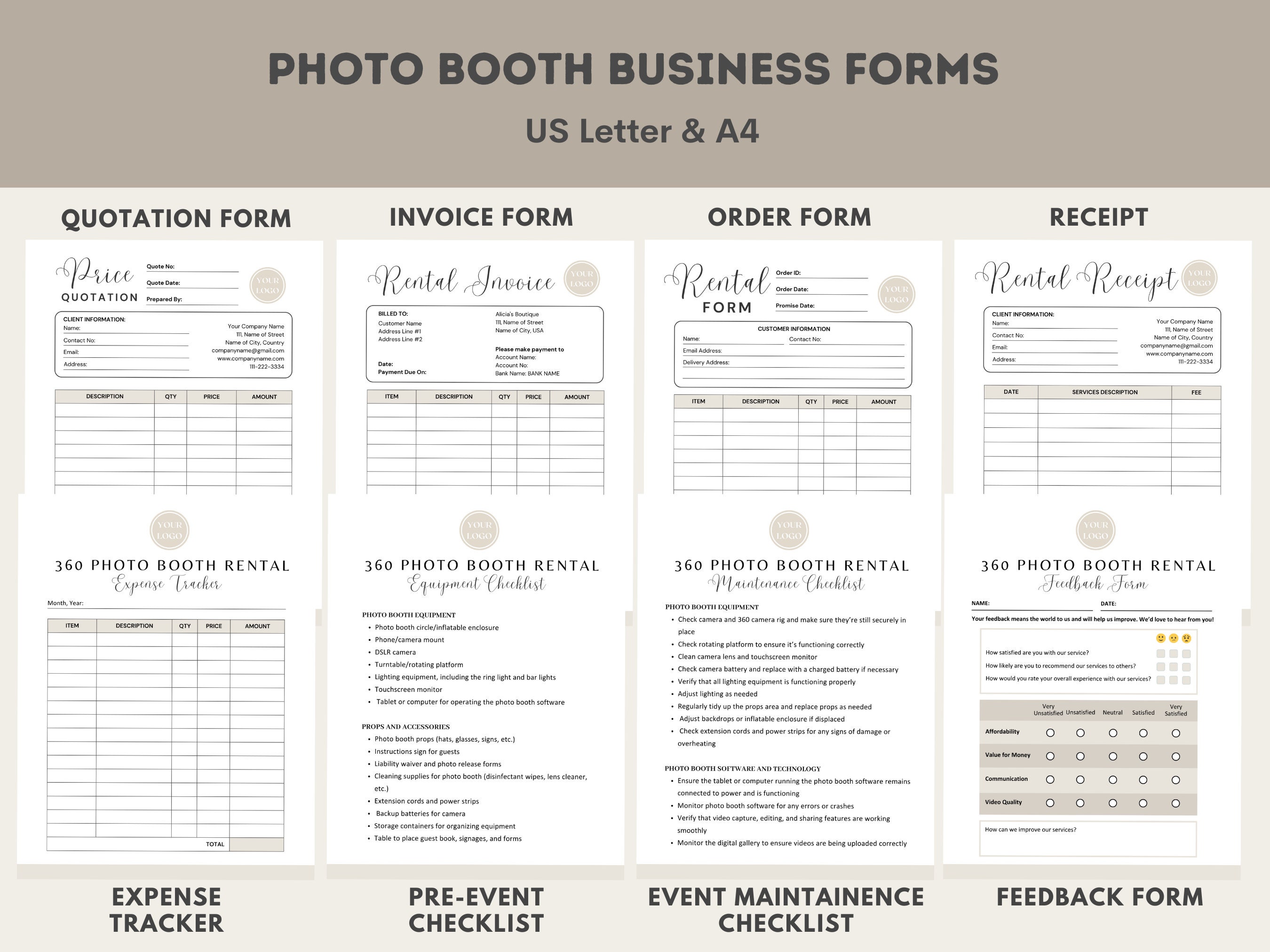 Photo Booth and 360 Photobooth Contract Template Bundle, Video Booth ...