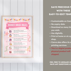 Bounce House Rental Rules Poster and Sign Template, Editable/printable ...