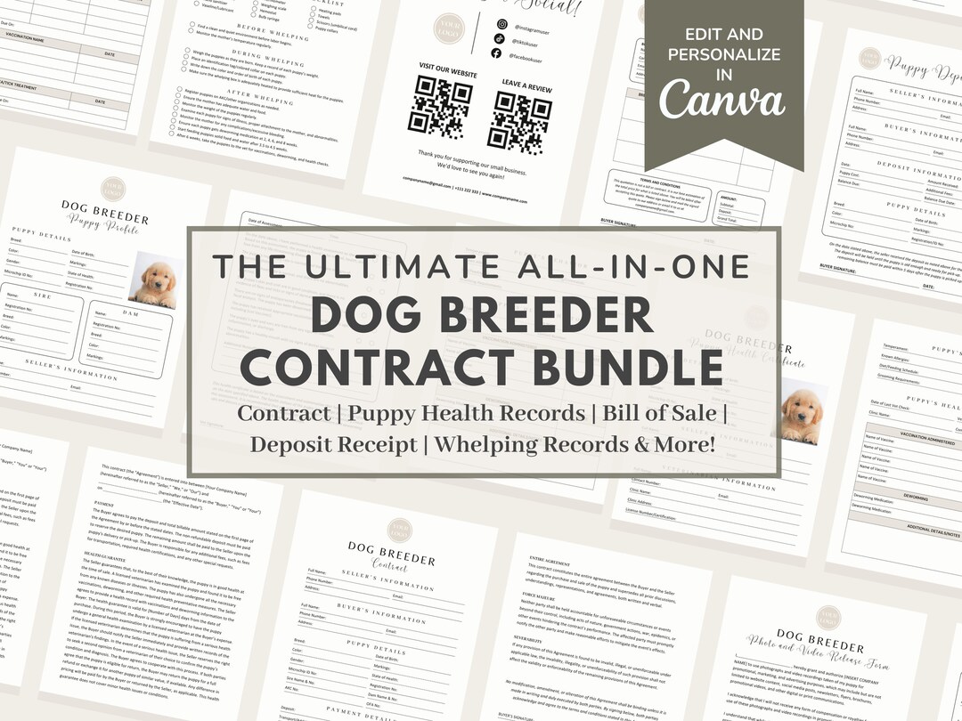 Dog Breeder Contract Agreement Template, Puppy Sale Forms, Puppy ...