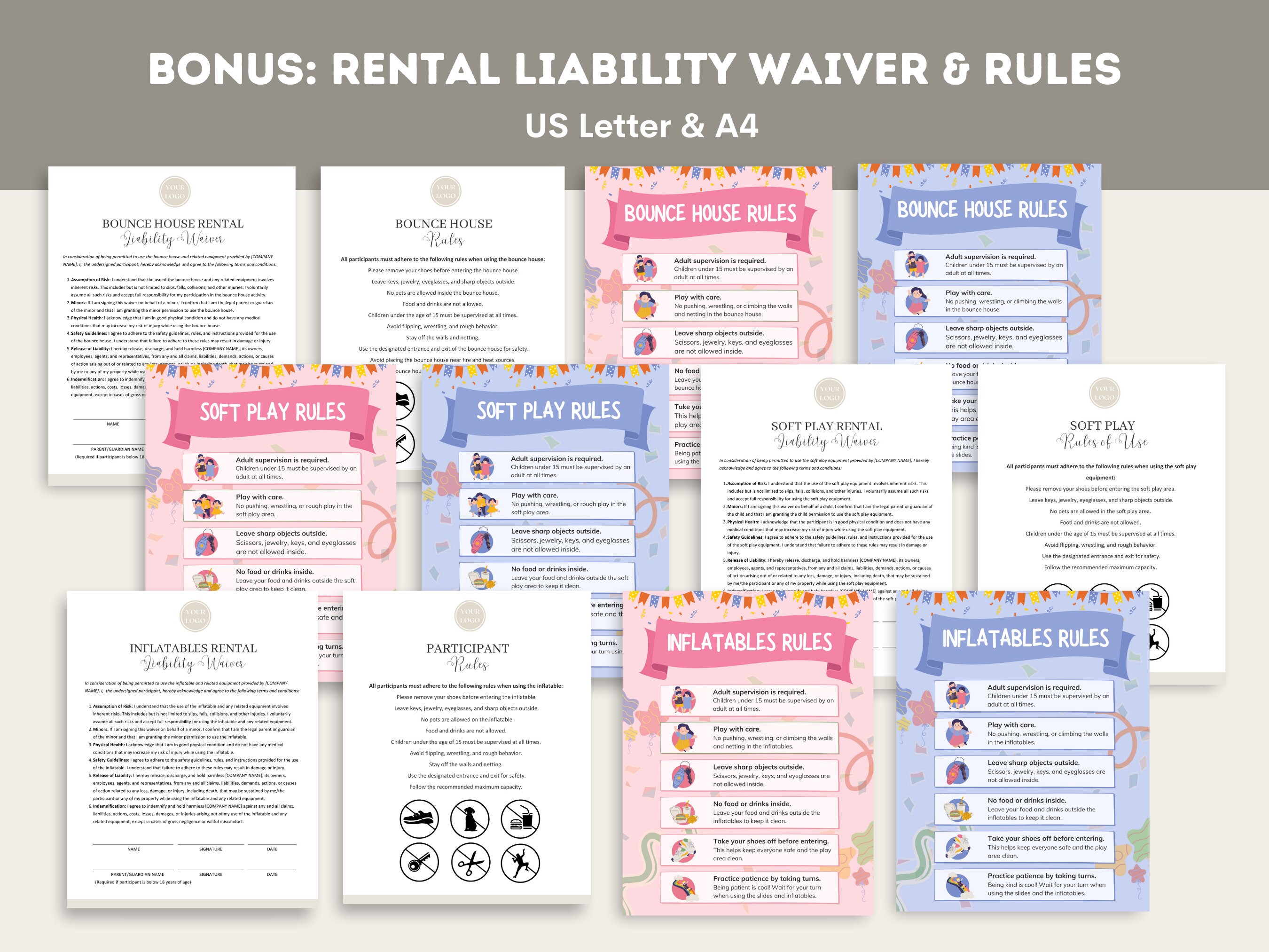 Bounce House, Soft Play, Inflatables Rental Contract Agreement Template ...