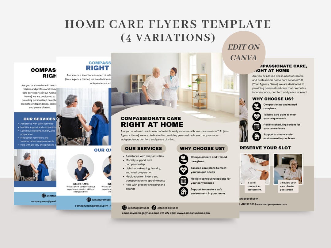 Home Care Agency Flyers, Editable and Printable Home Care/senior Care ...