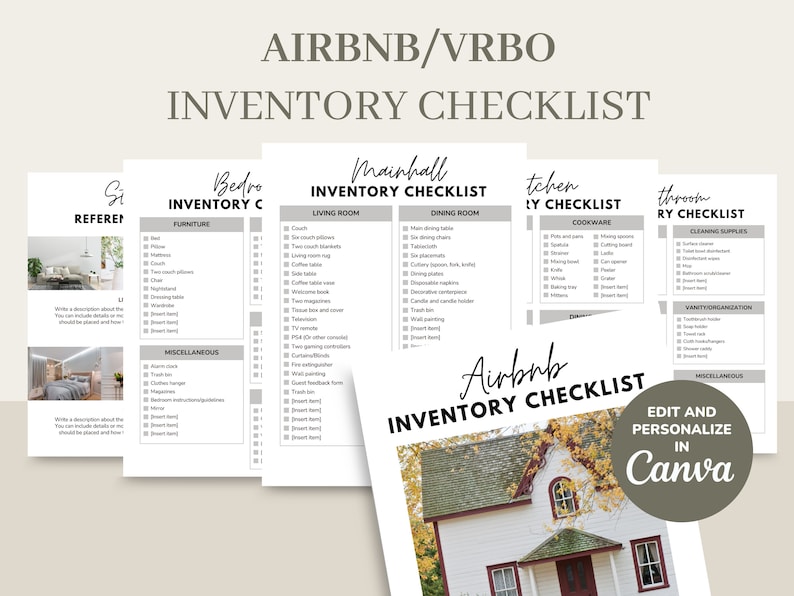 Airbnb Inventory Checklist Template, Editable Printable Rental Home ...