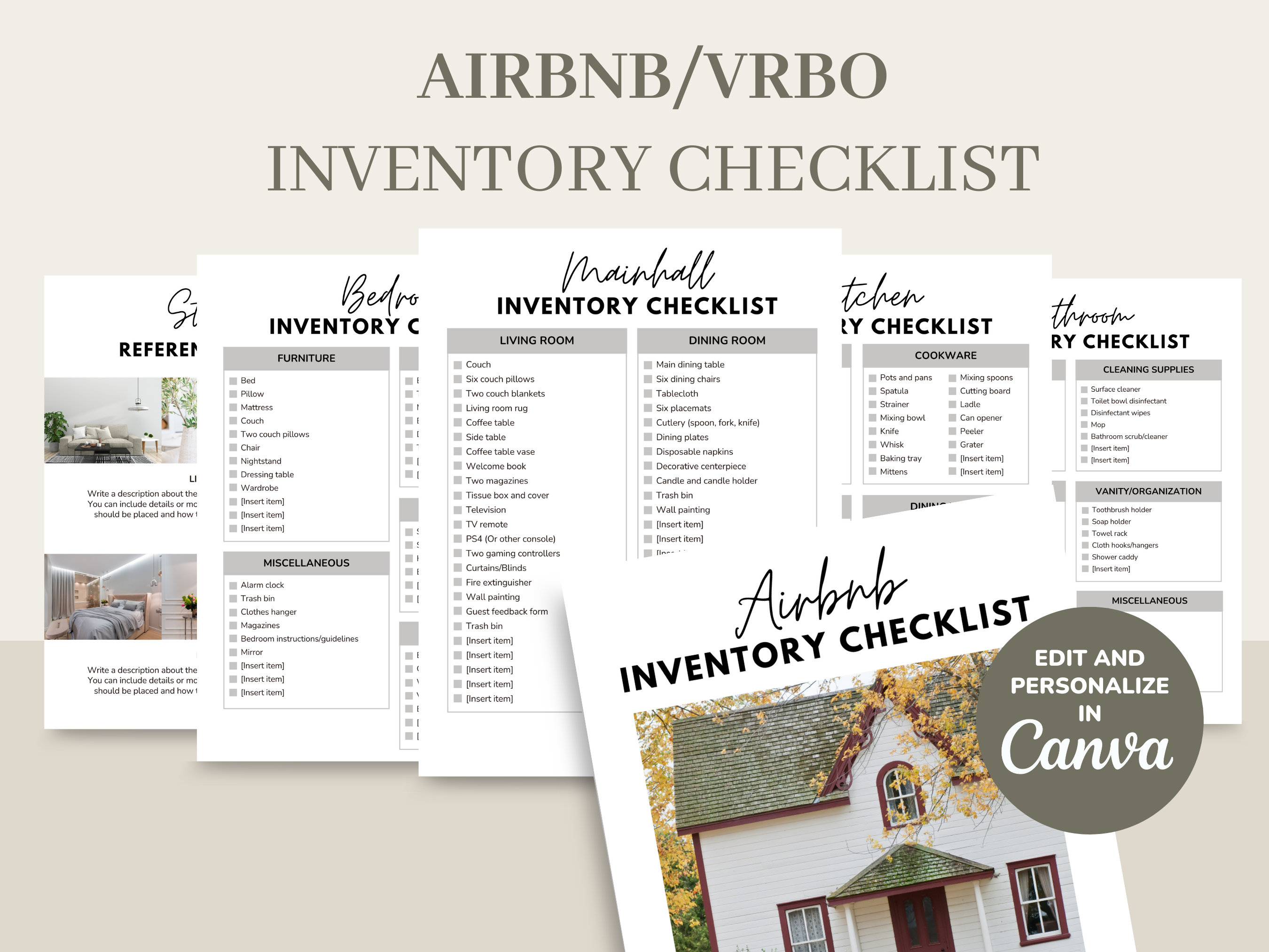 Airbnb Inventory Checklist Template, Editable Printable Rental Home ...