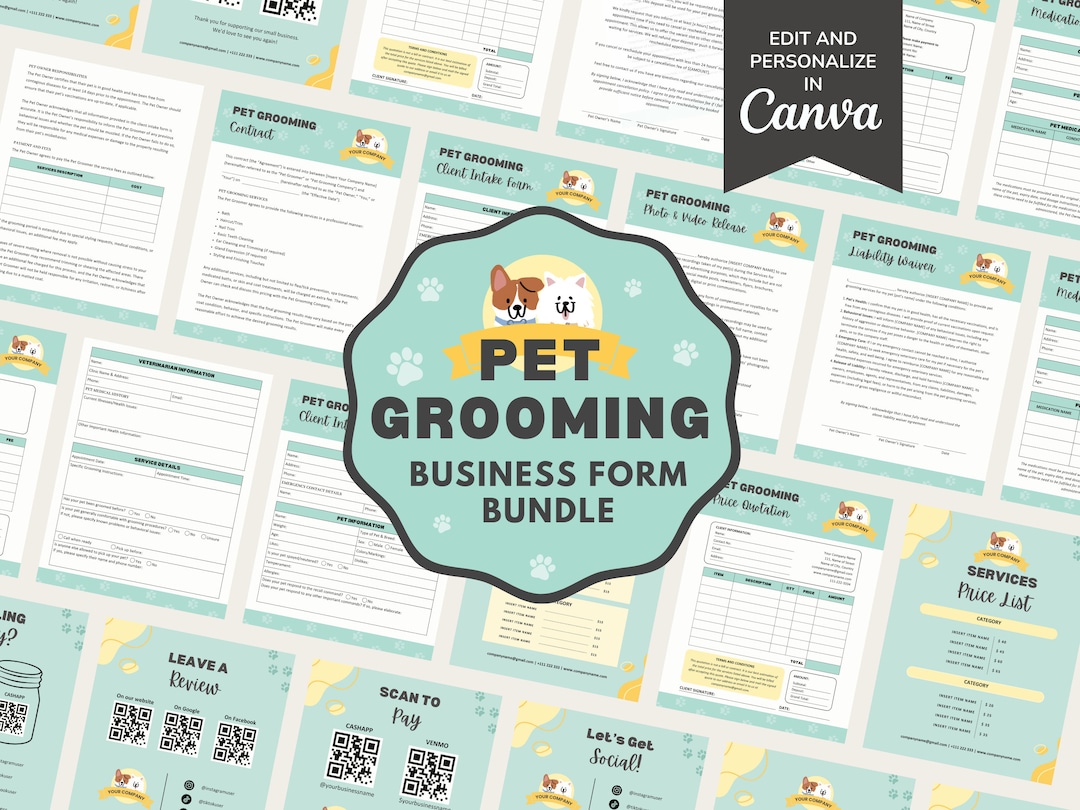 Pet Grooming Service Agreement/contract Template, Editable Dog Grooming ...