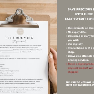 Pet Grooming Service Agreement/contract Template, Editable & Printable ...