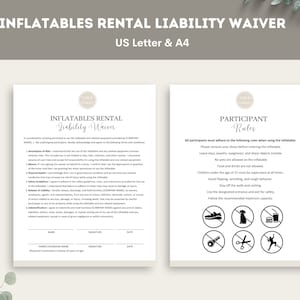 Inflatables Rental Liability Waiver Form Template, Editable/printable ...