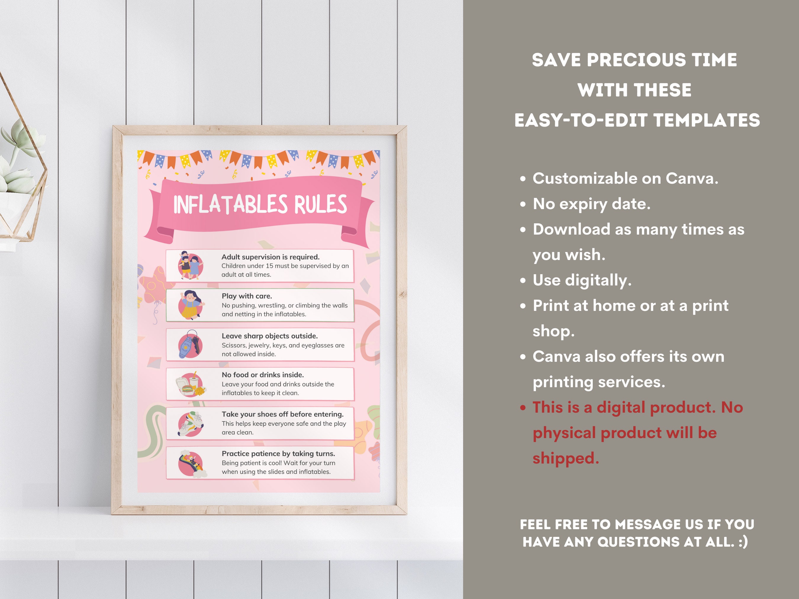 Inflatables Rental Rules Poster and Sign Template - Etsy