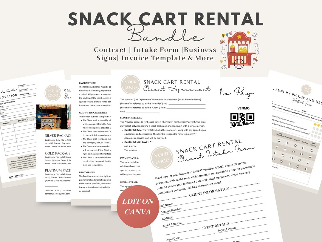 Mobile Snack Cart Contract Agreement Template, Event Vendor Party ...