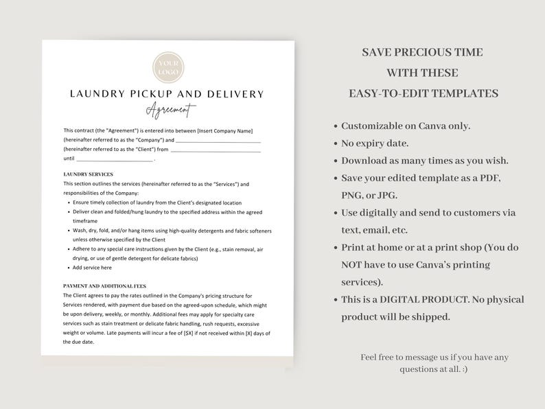Laundry Pickup and Delivery Services Contract Agreement Template ...