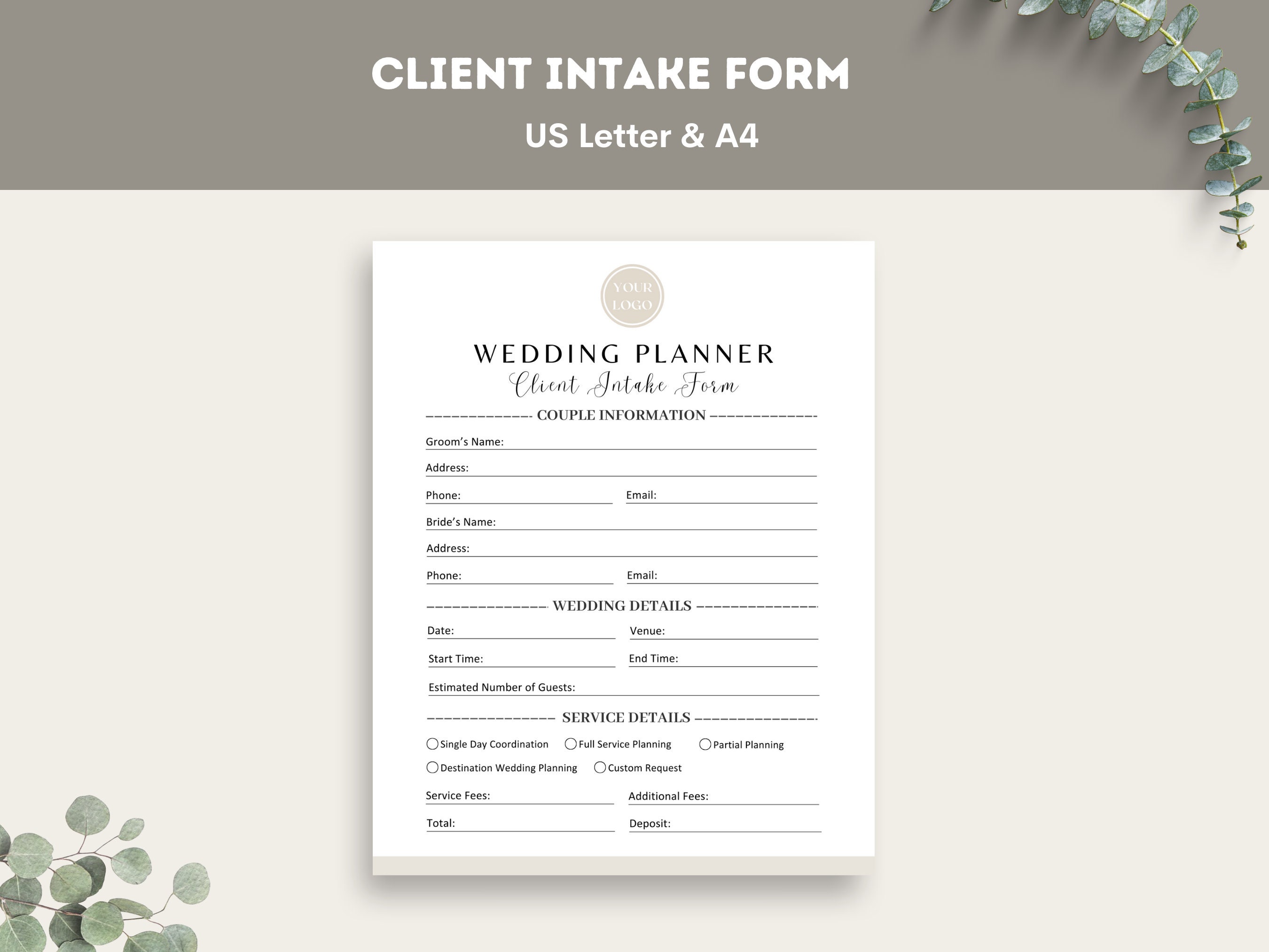 Wedding Planner Service Contract/agreement Form, Event Planning Service ...