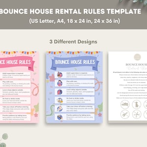 Bounce House Rental Rules Poster and Sign Template, Editable/printable ...