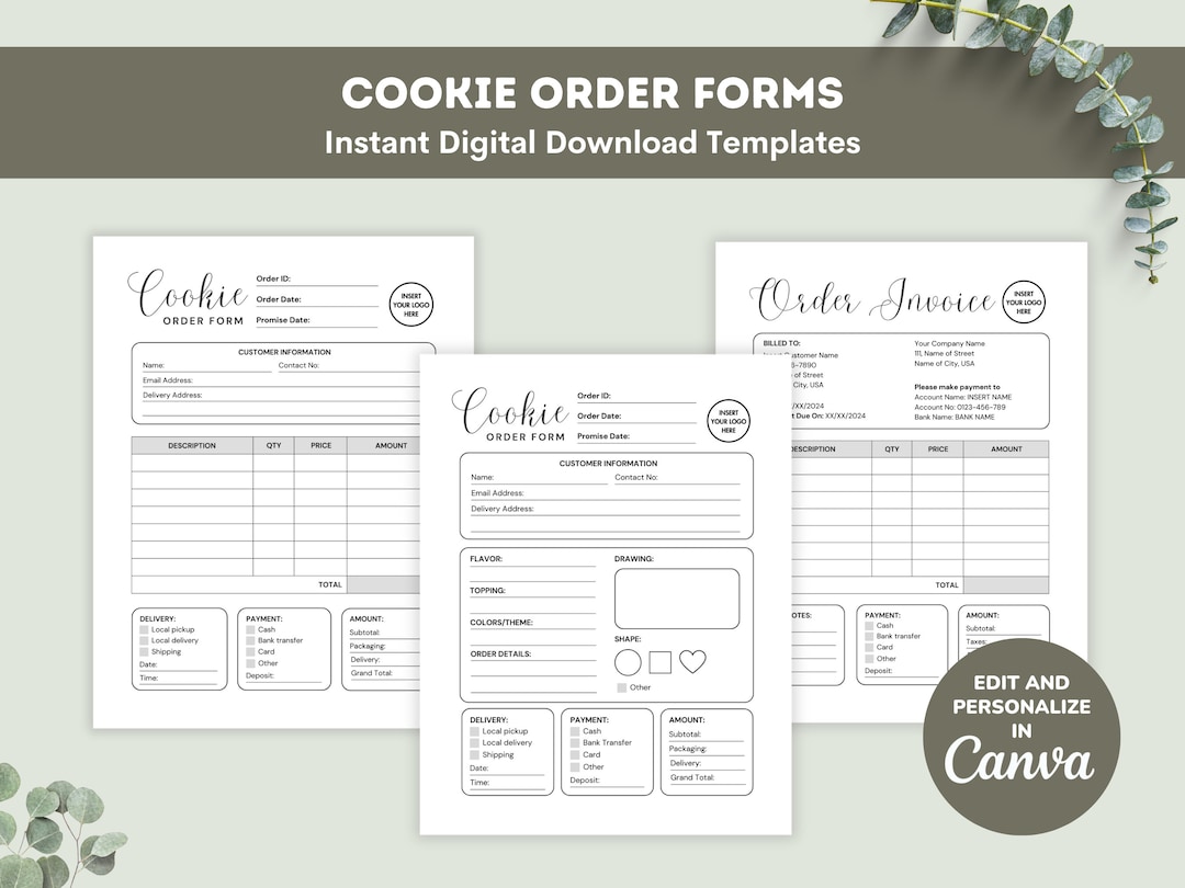 Cookie Order Form, Girl Scout Cookie Order Form, Bakery Small Business ...