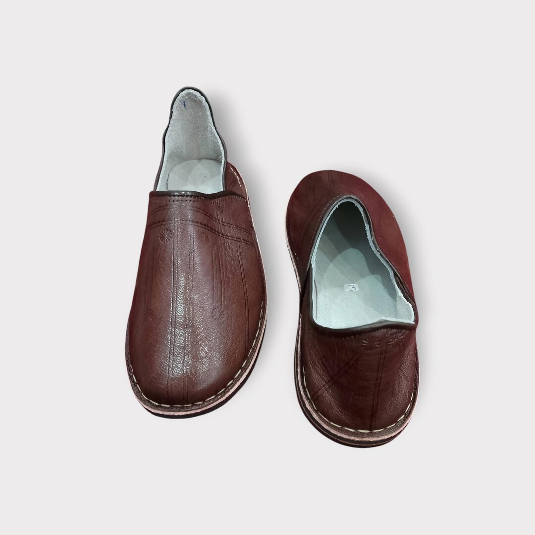 Rich Dark Brown Moroccan Leather Babouche – Handmade Traditional ...