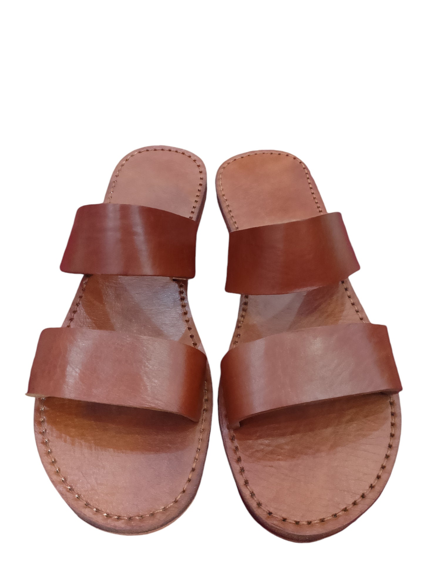 Sandales En Cuir Marron Pour Femme Élégance Et Simplicité - Etsy