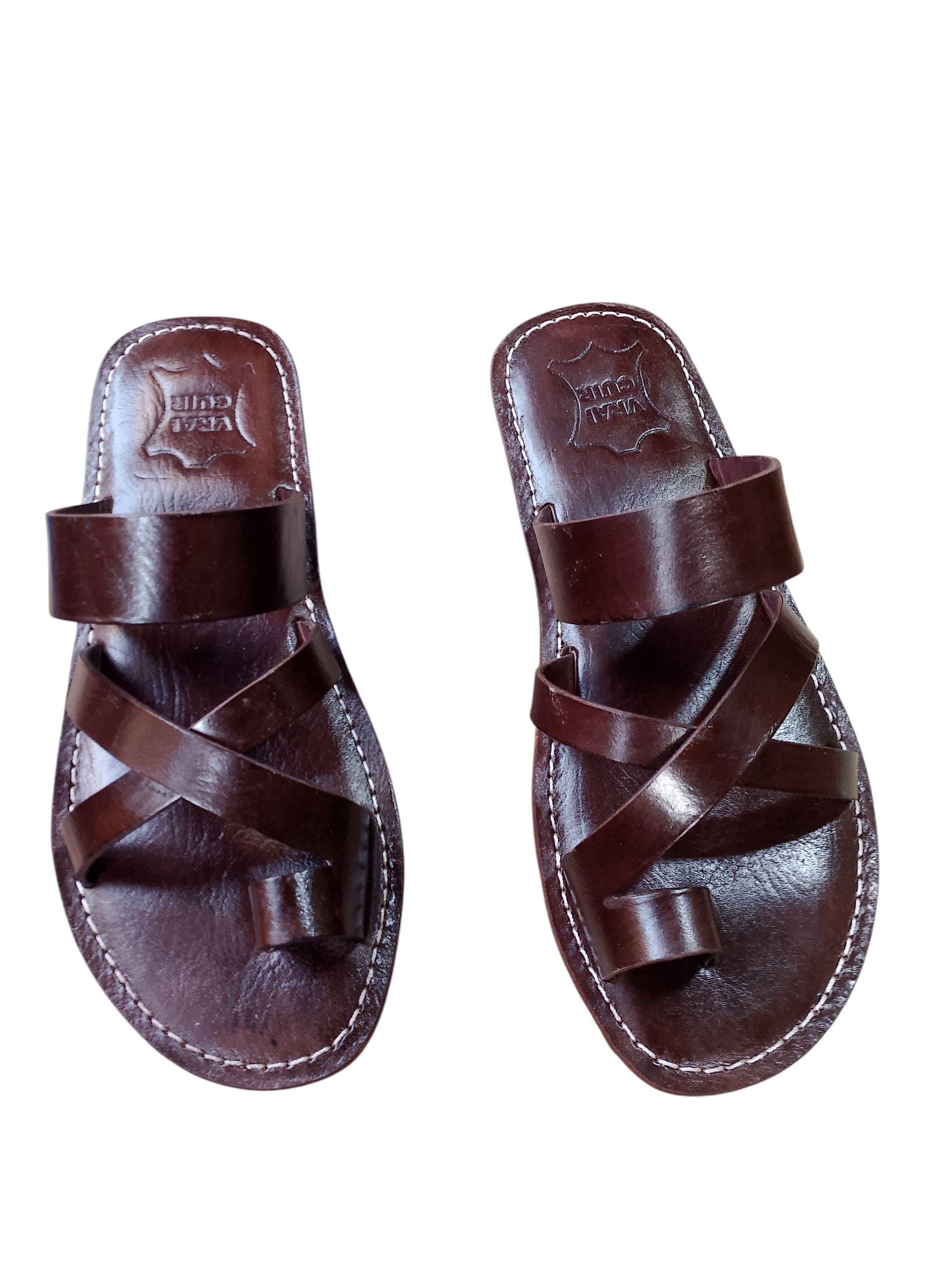 Handmade Brown Leather Cross Strap Sandals - Summer Walking Shoes - Etsy