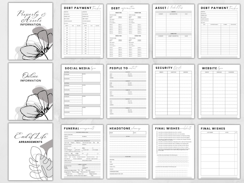 End of Life Planner Printable: Emergency Binder, Funeral Planning (A4 ...