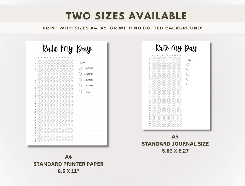 Premade Bullet Journal Pages, Rate My Day Tracker, Bujo Daily Monthly ...