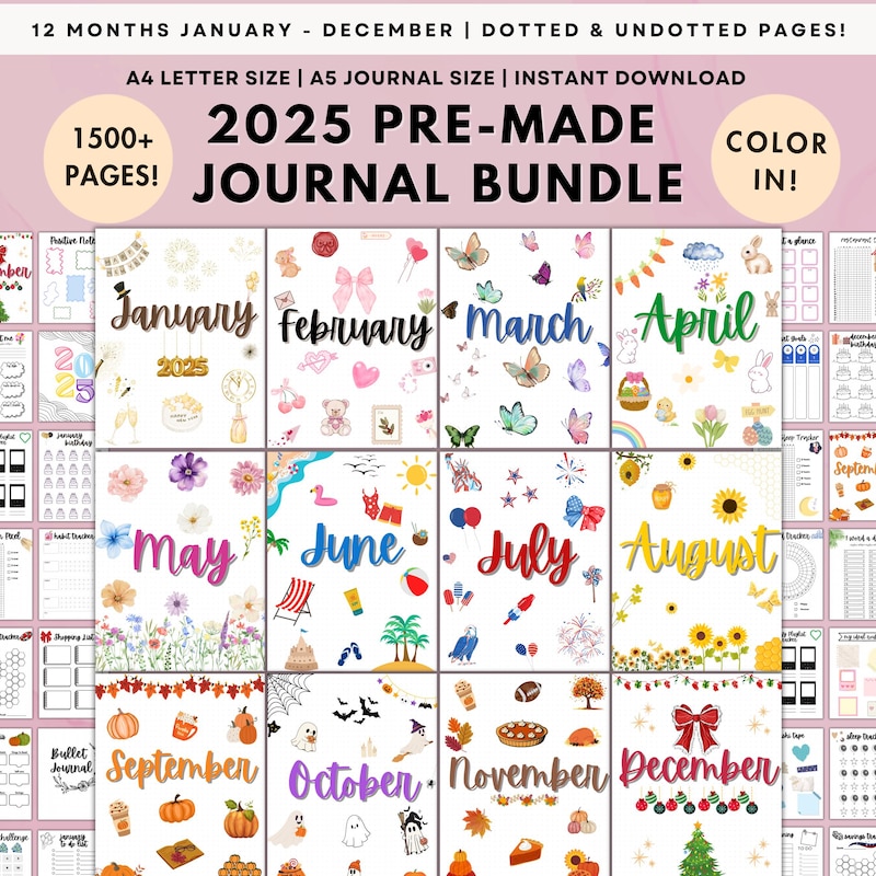 Bullett Journal 2025 Template - Etsy