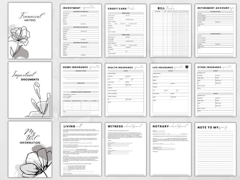 End of Life Planner Printable: Emergency Binder, Funeral Planning (A4 ...