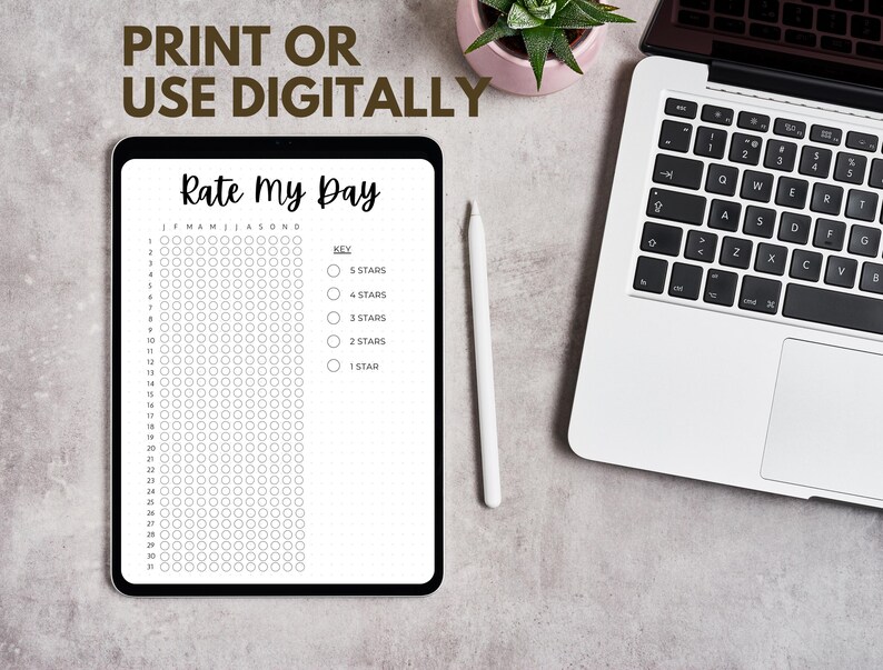 Premade Bullet Journal Pages, Rate My Day Tracker, Bujo Daily Monthly ...