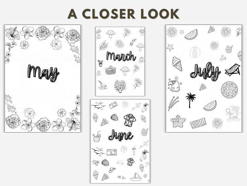 2026 Monthly Planner Cover Pages: A5 Coloring Journal (digital Download ...