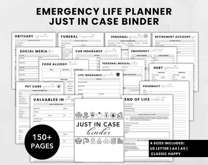 Just in Case Binder Printable, Just in Case Emergency Binder, the ...
