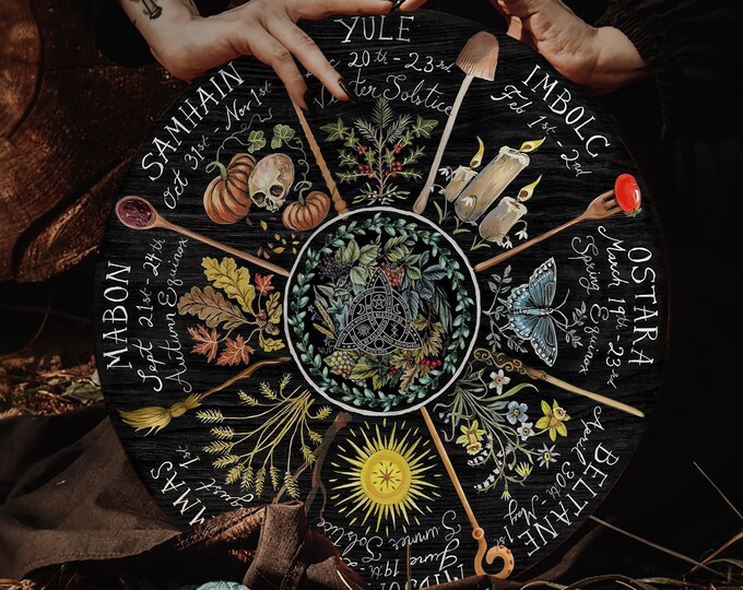 Wheel of the Year Pagan Altar Cloth Table Cloth Hanging Wicca Scarf 100 Cm X 100 Travel Fabric ...